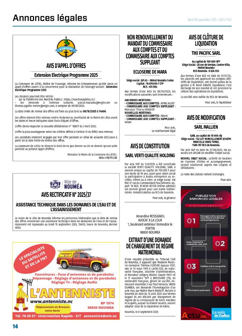 Annonces Légales #652 - La Voix du Caillou